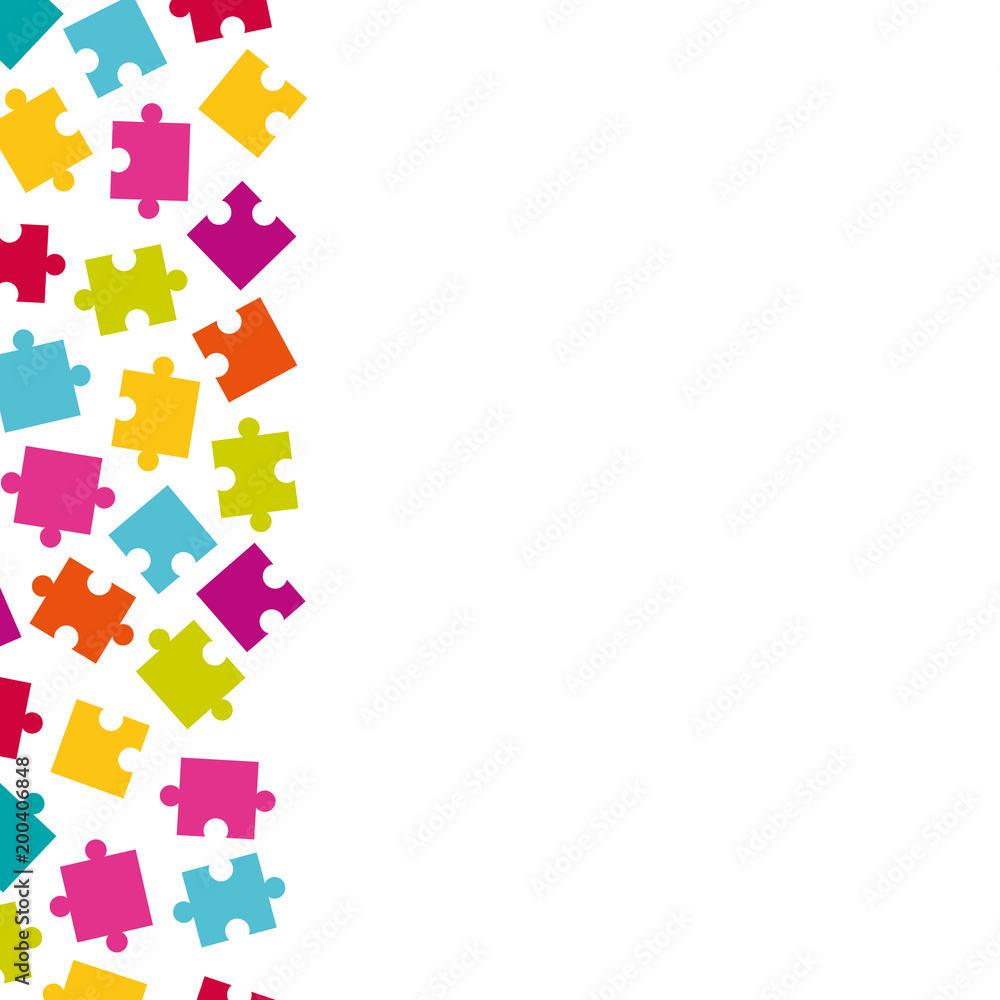 Vector vertical border of colorful jigsaw puzzle pieces. Stock Vector ...