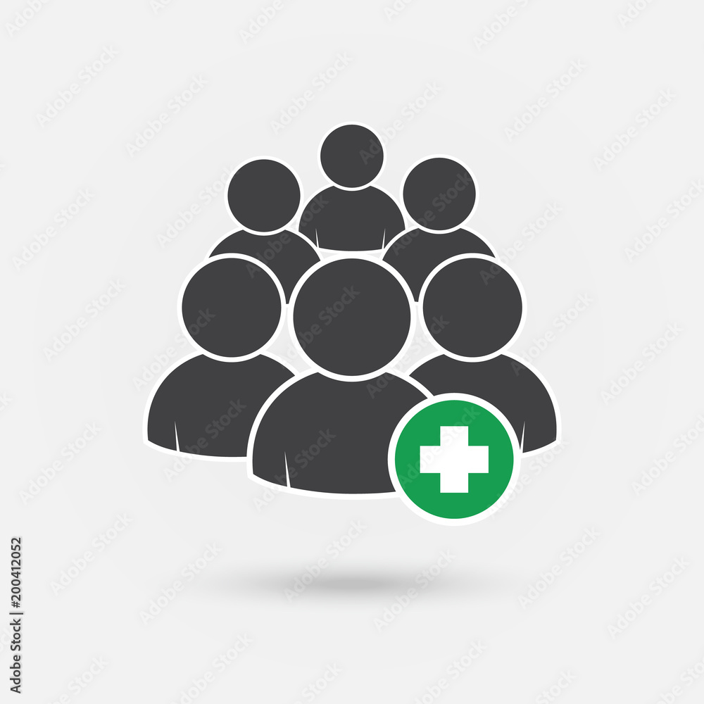 people and add button icon silhouettes, illustration vector Stock ...
