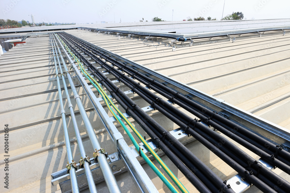 Cable Installation for Solar Rooftop System Stock Photo | Adobe Stock