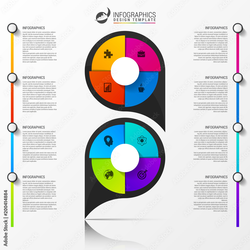 Infographic design template. Organization chart with 8 steps Stock ...