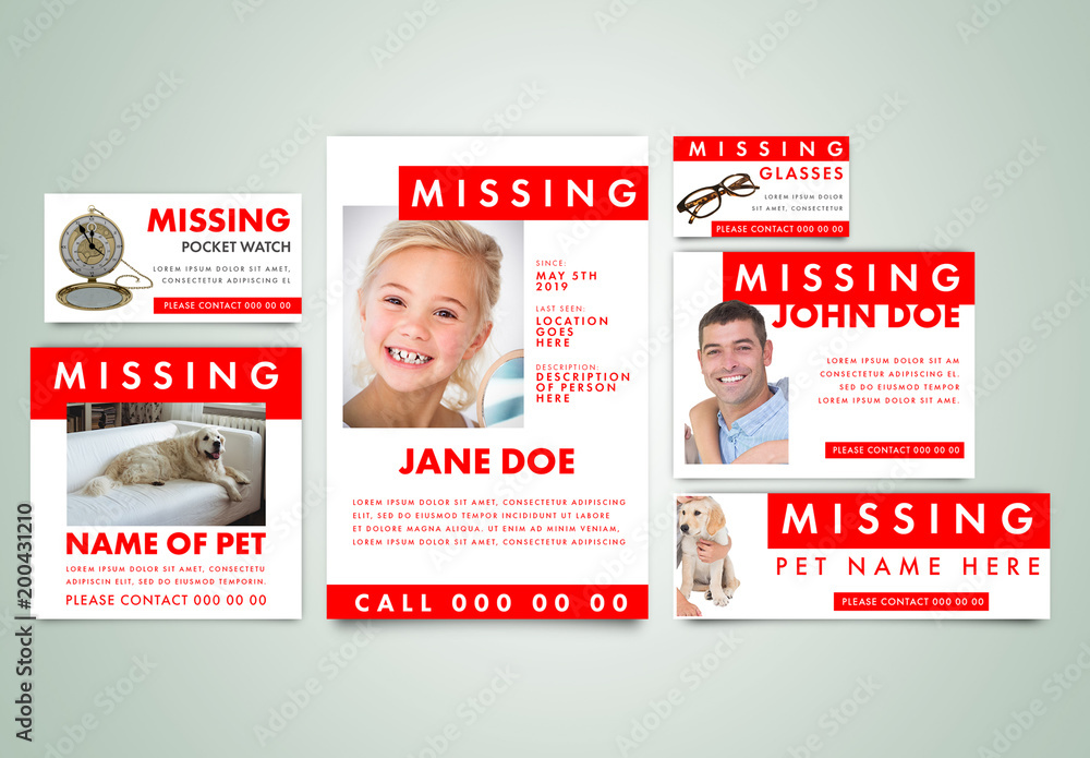 6 Missing Social Media Post Layouts Stock Template | Adobe Stock