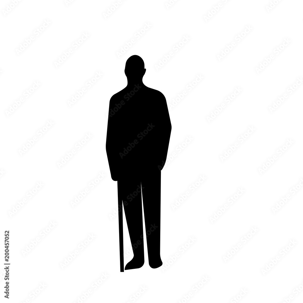blind person silhouette on white background, in black Stock Vector ...