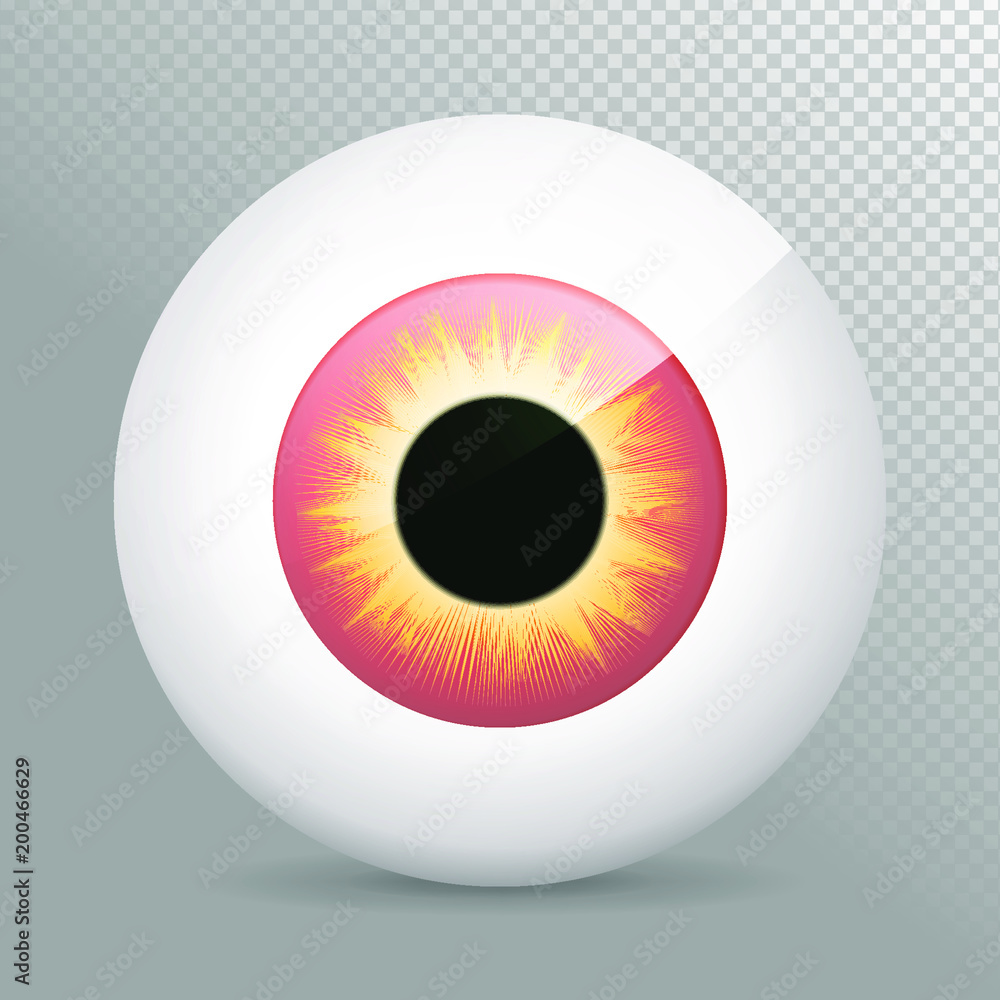 EyeballyellowEye, red. Realistic 3d red eyeball vector illustration ...