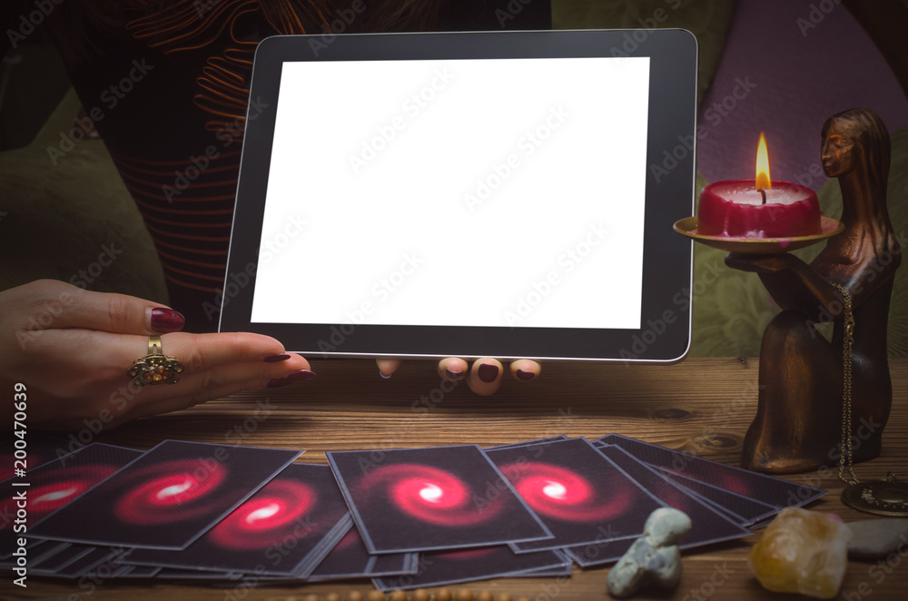 Online tarot cards reading mock up. Future reading in internet concept ...