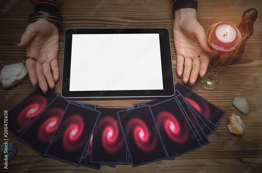 Online tarot cards reading mock up. Future reading in internet concept ...