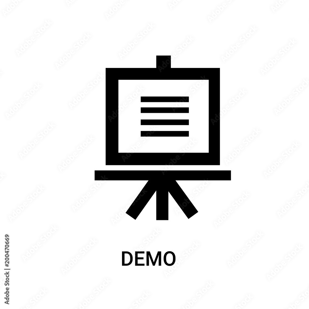 demo icon on white background, in black, vector icon illustration Stock ...