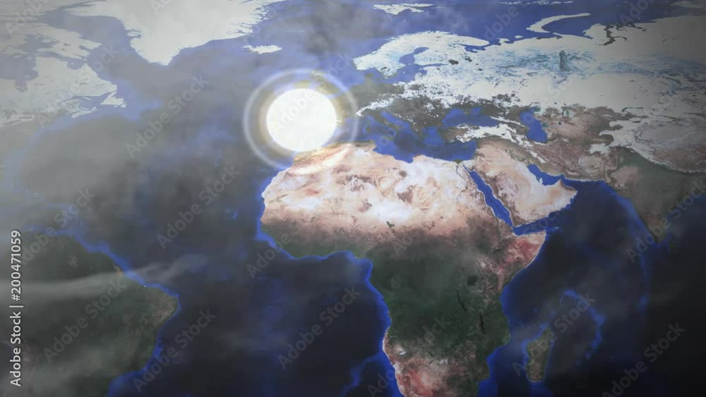 A nuclear bomb goes off as seen from an aerial space drone view - Spain ...