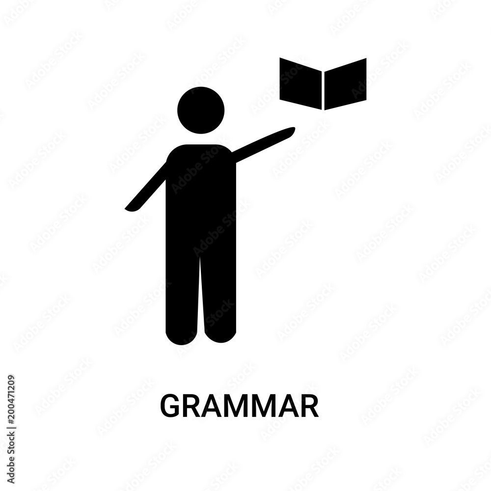 grammar icon on white background, in black, vector icon illustration ...