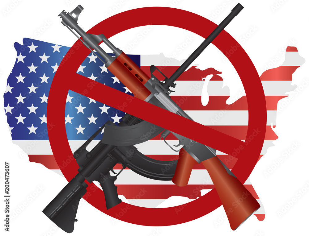 Assault Rifles Ban Symbol with USA Map Flag Illustration Stock Vector ...