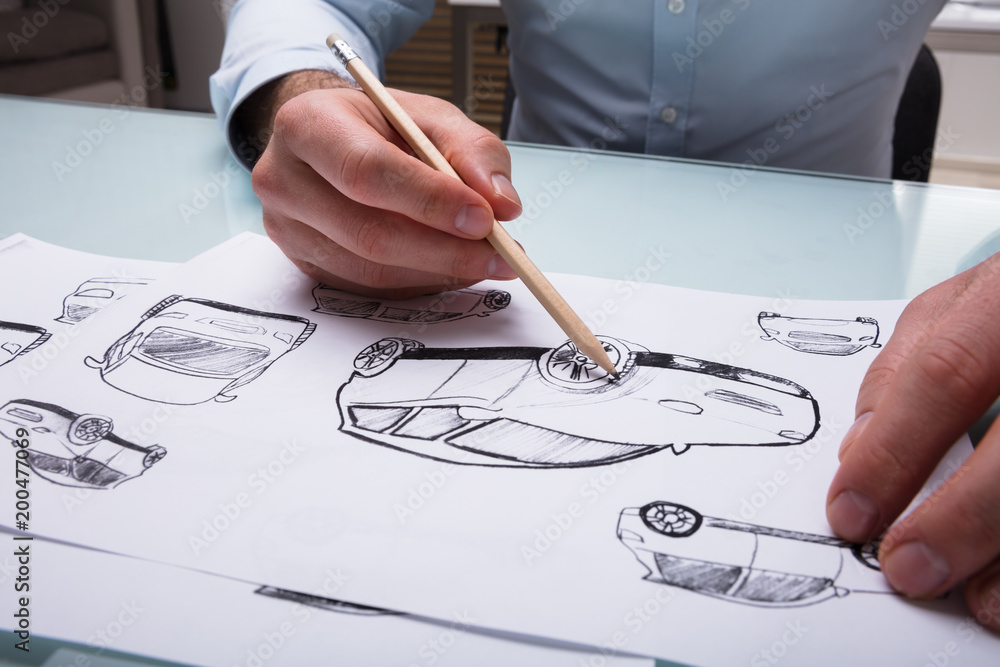 Human Hand Drawing Sketch Of A Car Stock Photo | Adobe Stock