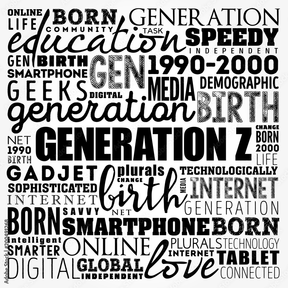 Generation Z Word Cloud Collage Concept Background Stock Vector Generation Z Word Cloud Collage Concept Background Stock Vector