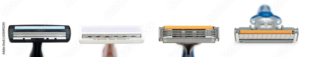 Disposable shaving razor blade. Isolated on white background. Personal ...
