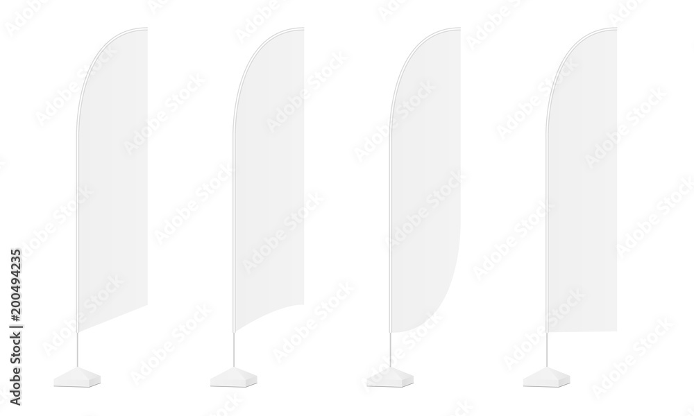 Set of four advertising flags various shapes isolated on white ...