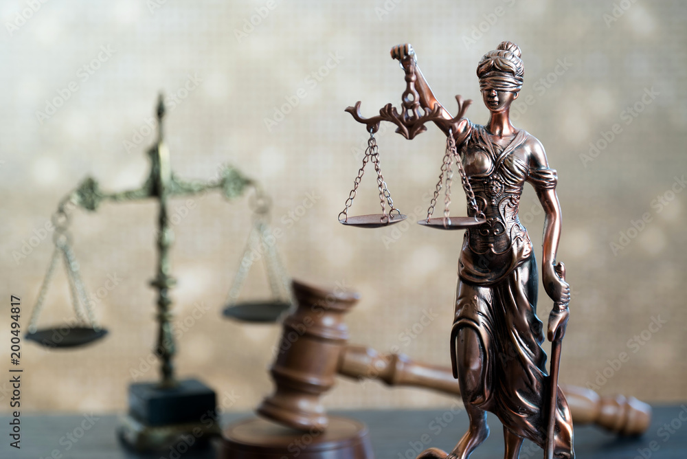 Law symbols on golden bokeh background. Stock Photo | Adobe Stock