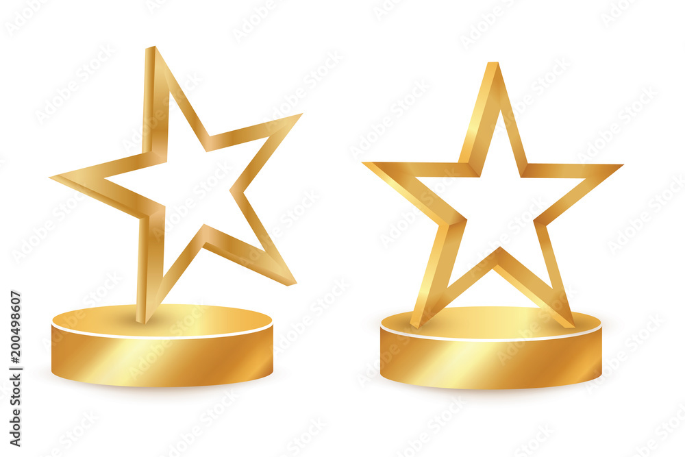 Gold star award on blank trophy. Reward icon isolated on white ...