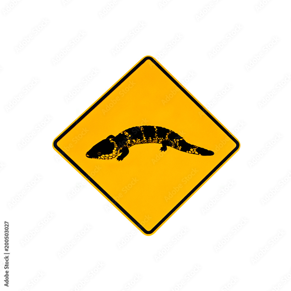 Australian wildlife warning road sign for reptiles and skink on the ...
