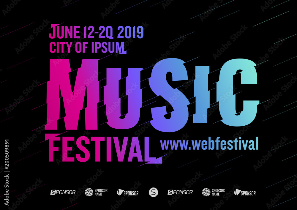 music poster design template. Creative and dynamic typography. Design ...