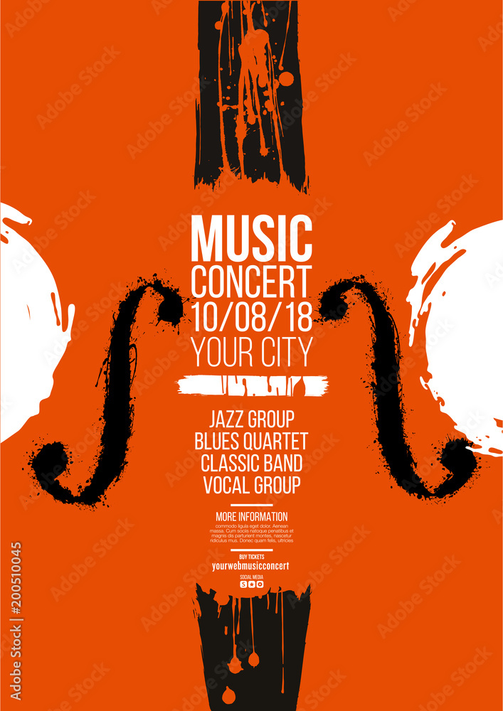 Poster idea for music event, with symbols of the violin or double bass ...