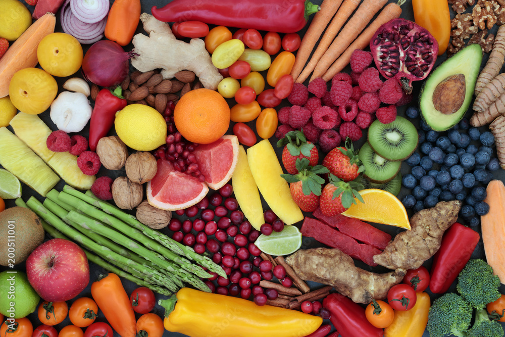 Fruit and vegetable health food to maintain a healthy heart with super ...