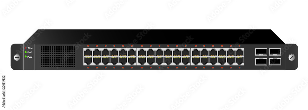The Ethernet 1U switch for mounting with a 19-inch rack with 40 ports ...