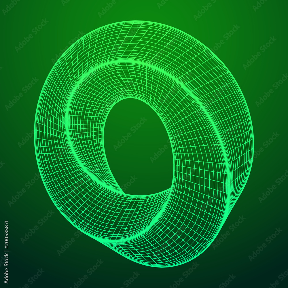 Mobius strip ring sacred geometry. Spatial figure with upturned ...