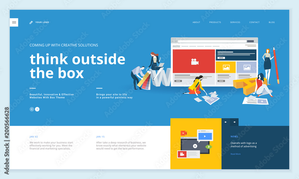 Creative website template design. Vector illustration concept of web ...