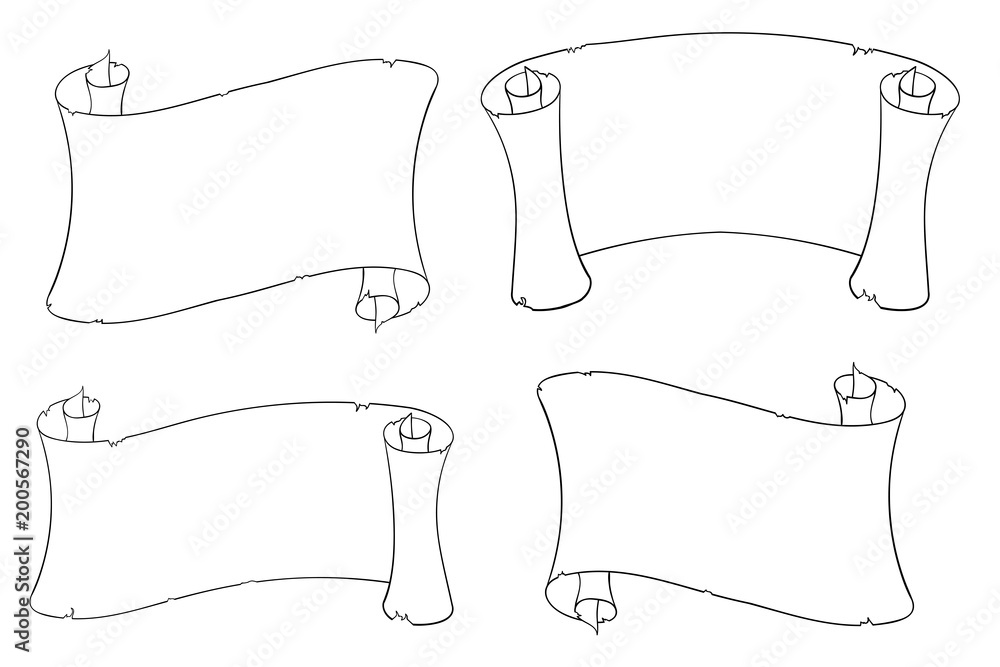 Paper scrolls. Outline drawing Stock Vector | Adobe Stock