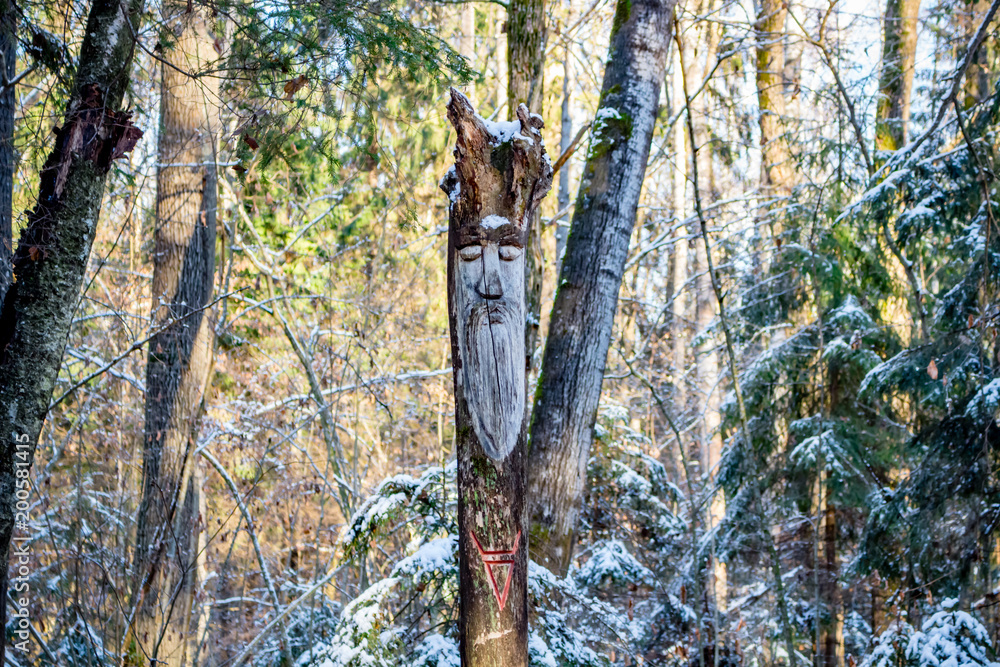 Slavic pagan idols on the forest temple. Veles Stock Photo | Adobe Stock