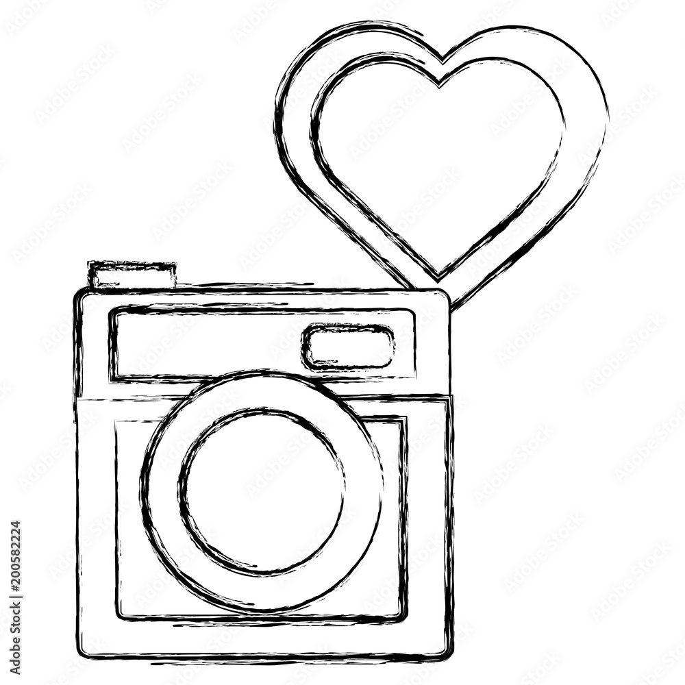 camera photographic with heart vector illustration design Stock Vector ...