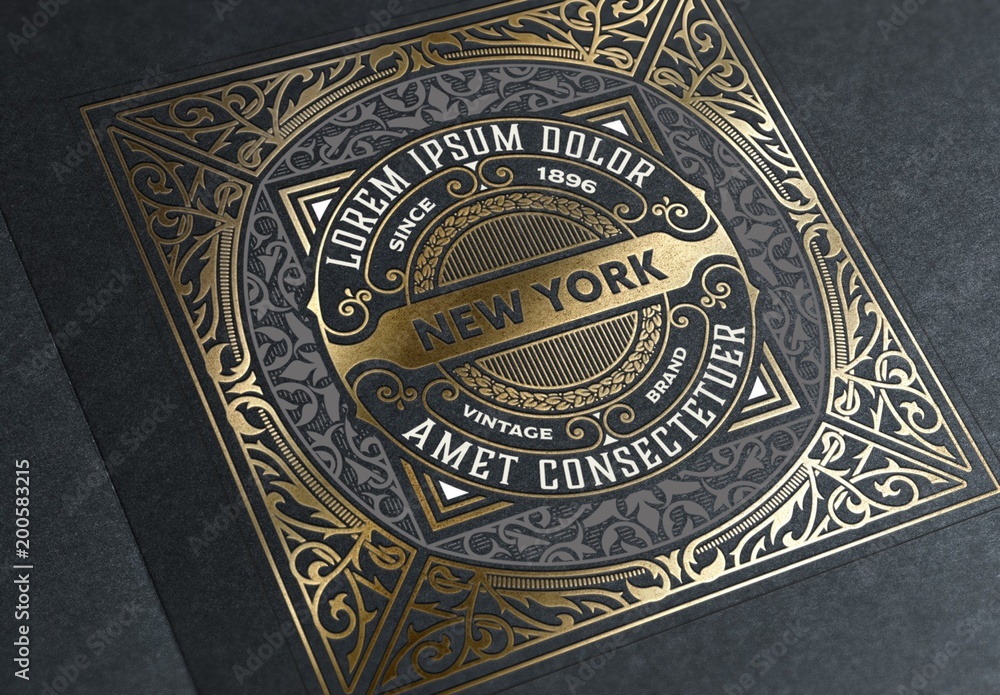 Large Square Vintage-Style Label Layout Stock Template | Adobe Stock