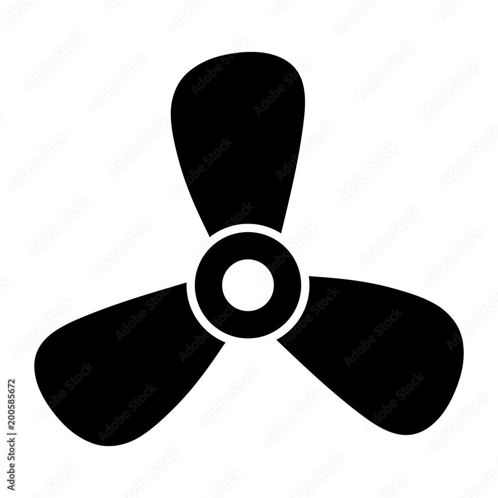 Simple, minimalist, black fan icon. Isolated on white Stock Vector ...