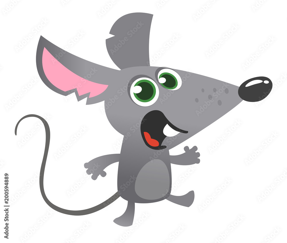 Cartoon gray mouse talking. Vector illustration isolated. Great for ...