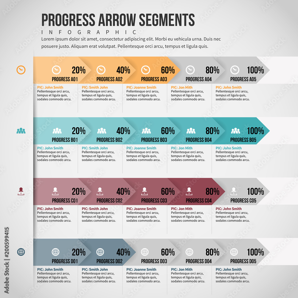Progress Arrow Segments Stock Vector | Adobe Stock