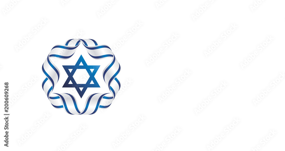 Israel flag ribbon isolated symbol emblem white background Stock Vector ...