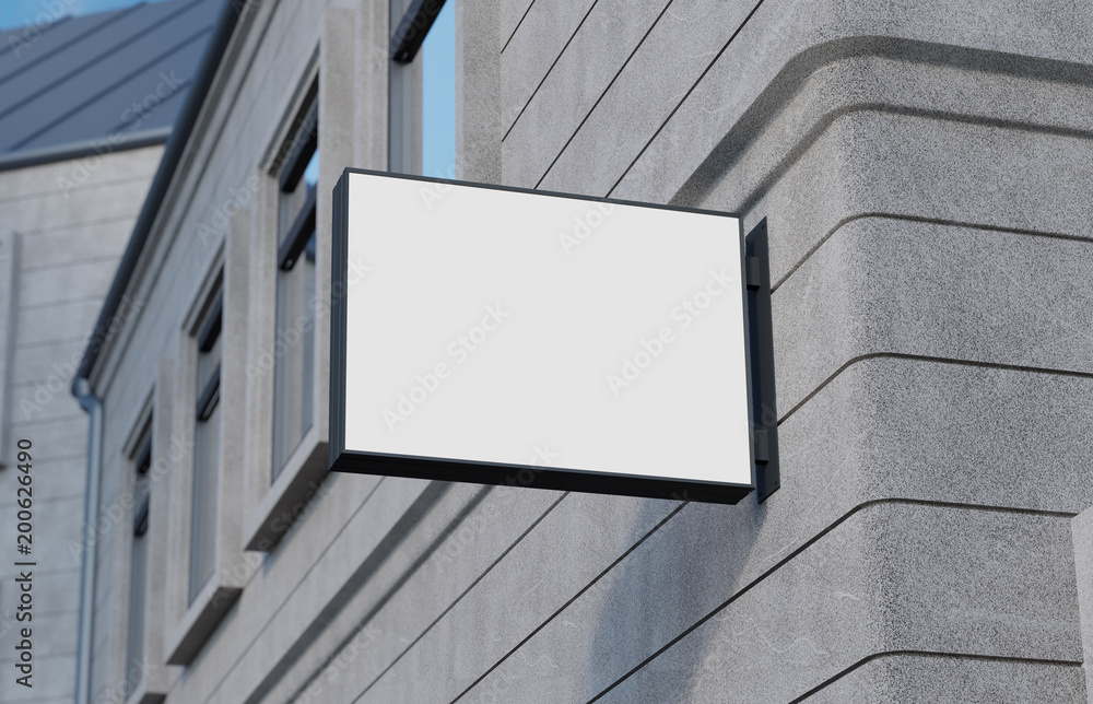 Blank, outdoor signage, signboard mockup, sign. 3d rendering Stock ...