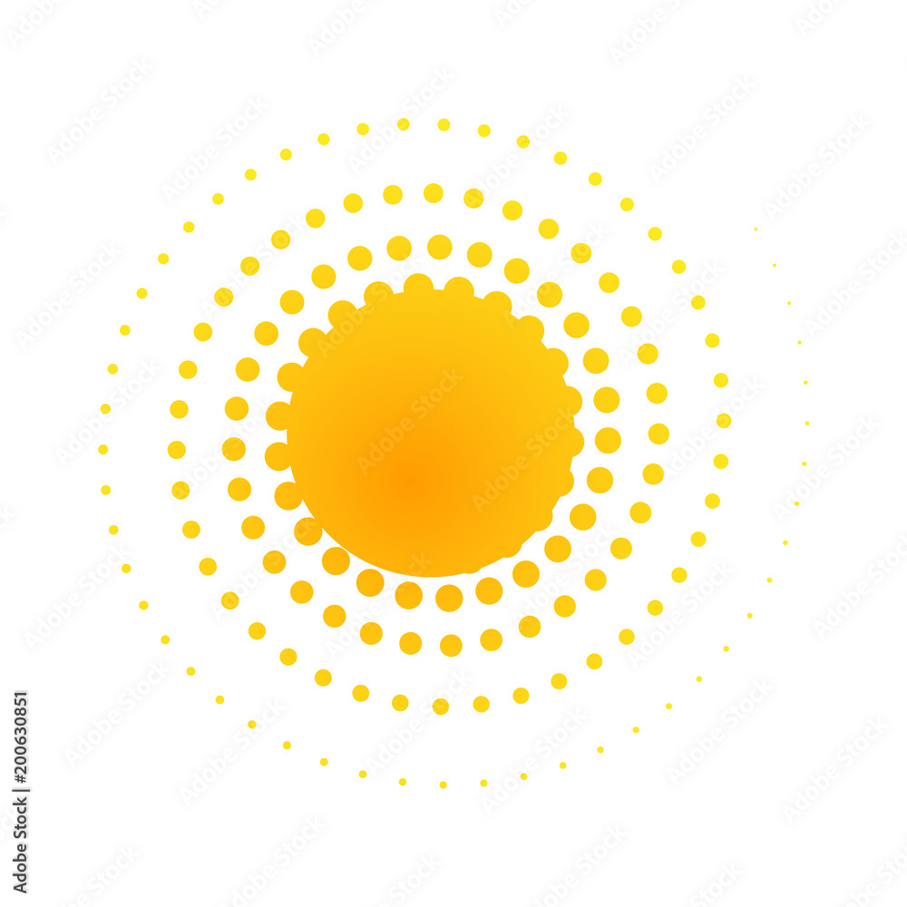 Orange abstract banner Element for design in the form of the sun with ...