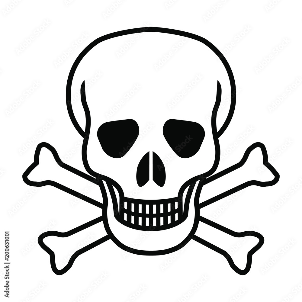Mortal symbol skull and bones isolated on white background. Abstract ...