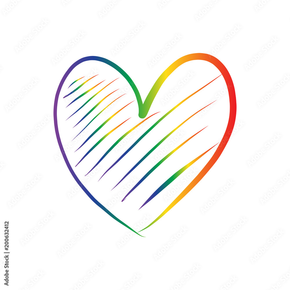 LGBT heart drawing vector in rainbow color Stock Vector | Adobe Stock