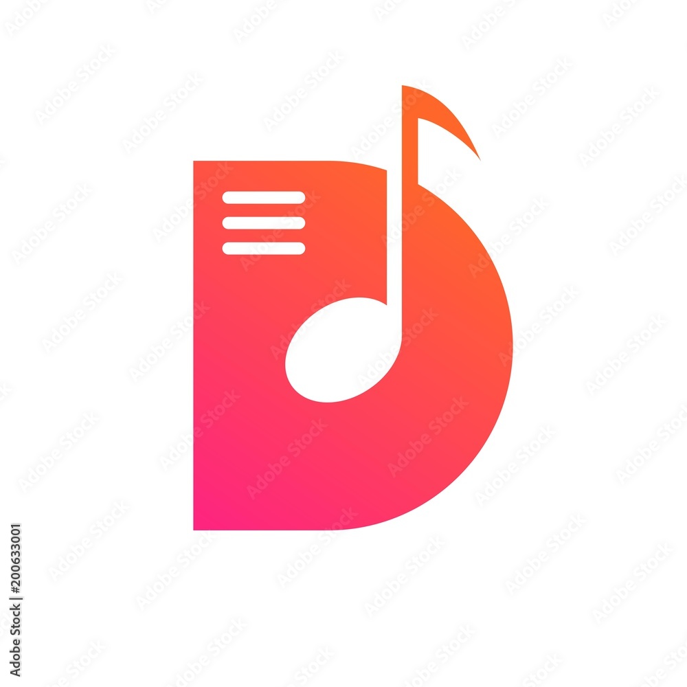 D letter music note notes logo vector icon Stock Vector | Adobe Stock