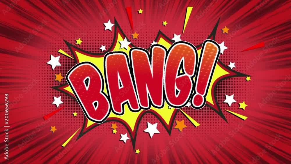 Bang Word Retro Cartoon Comic Bubbles Popup Style Expressions Colored ...