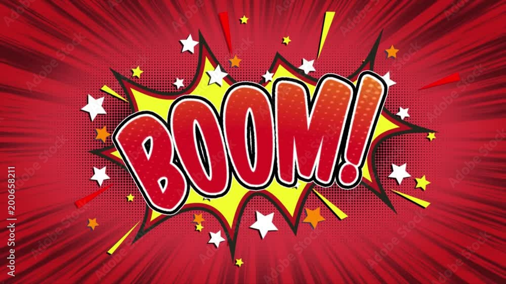 boom Word Retro Cartoon Comic Bubbles Popup Style Expressions Colored ...