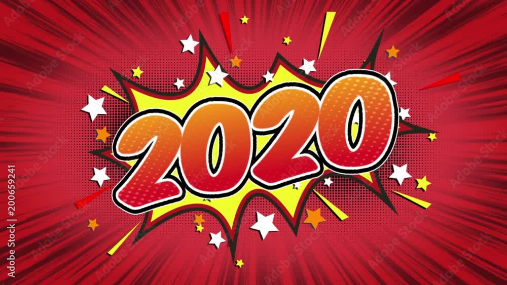 2020 Word Retro Cartoon Comic Bubbles Popup Style Expressions Colored ...