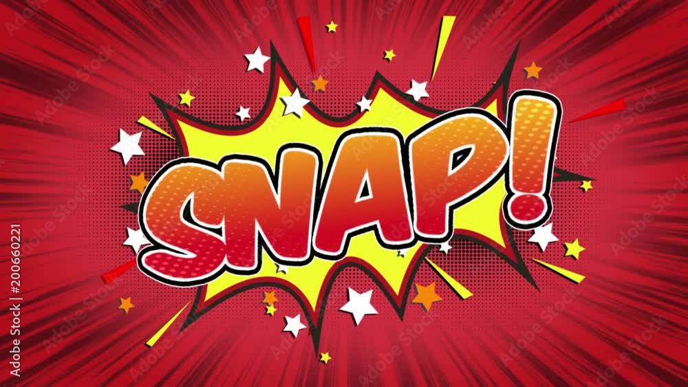 Snap Word Retro Cartoon Comic Bubbles Popup Style Expressions Colored ...