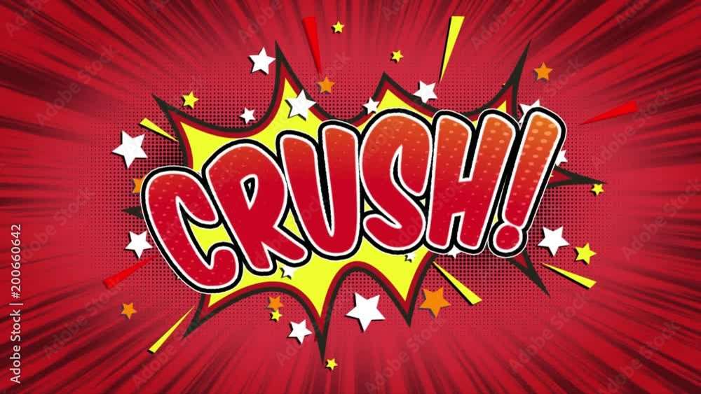 crush Word Retro Cartoon Comic Bubbles Popup Style Expressions Colored ...