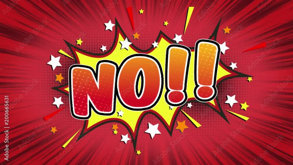 no Word Retro Cartoon Comic Bubbles Popup Style Expressions Colored ...