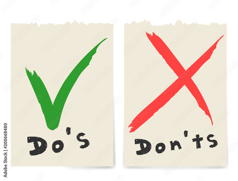 Handwritten Do and Dont check tick mark and red cross checkbox icons ...