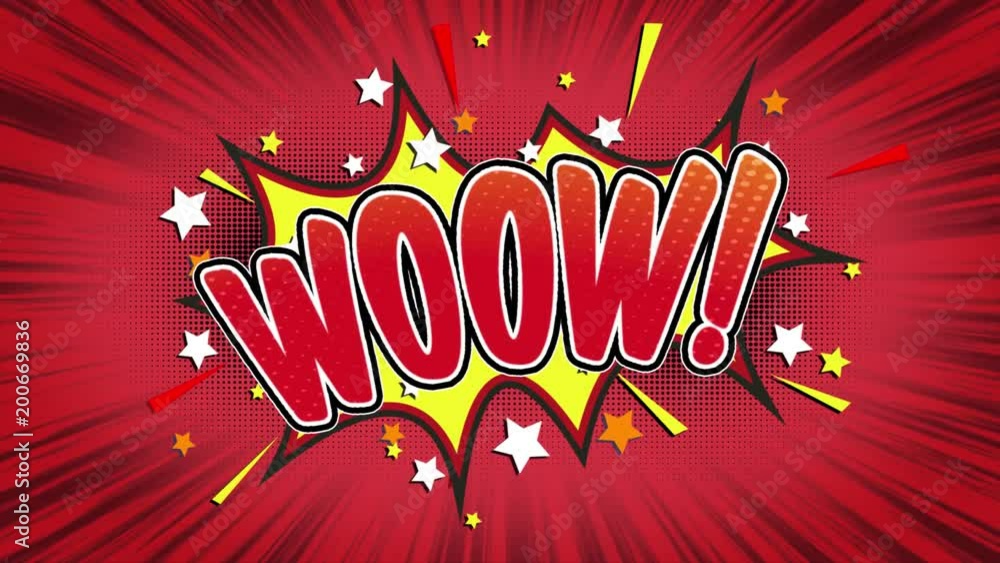 woow Word Retro Cartoon Comic Bubbles Popup Style Expressions Colored ...