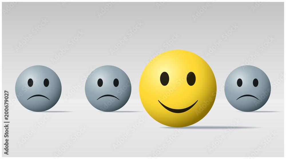 Emotional background with happy face ball among sad face balls , vector ...