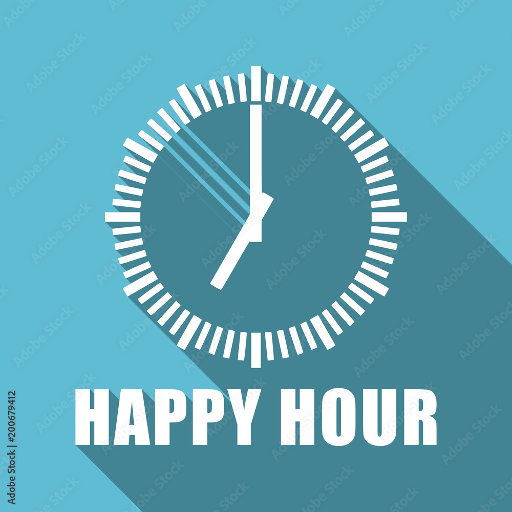 Happy hour symbol flat design vector blue icon Stock Vector | Adobe Stock