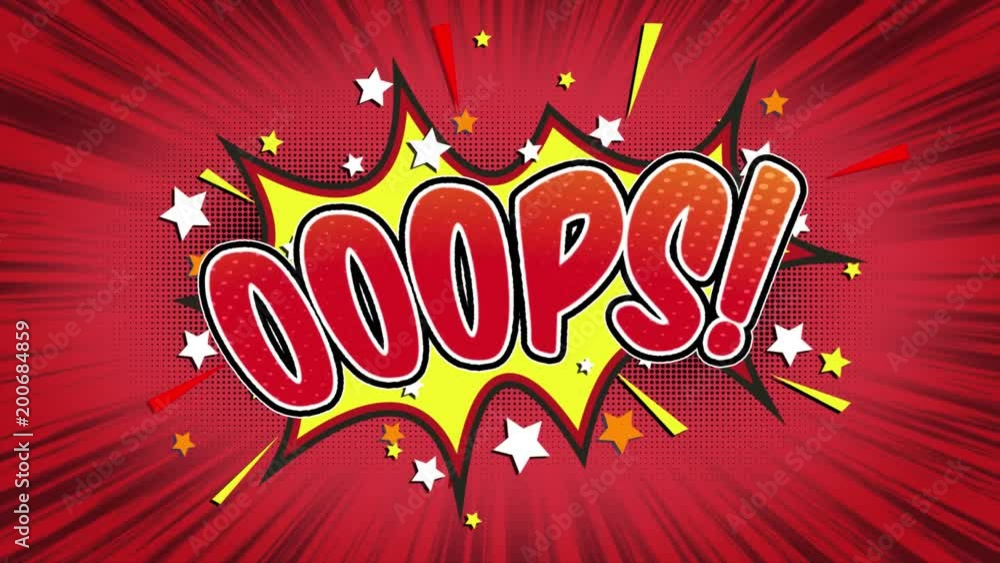 ooops Word Retro Cartoon Comic Bubbles Popup Style Expressions Colored ...